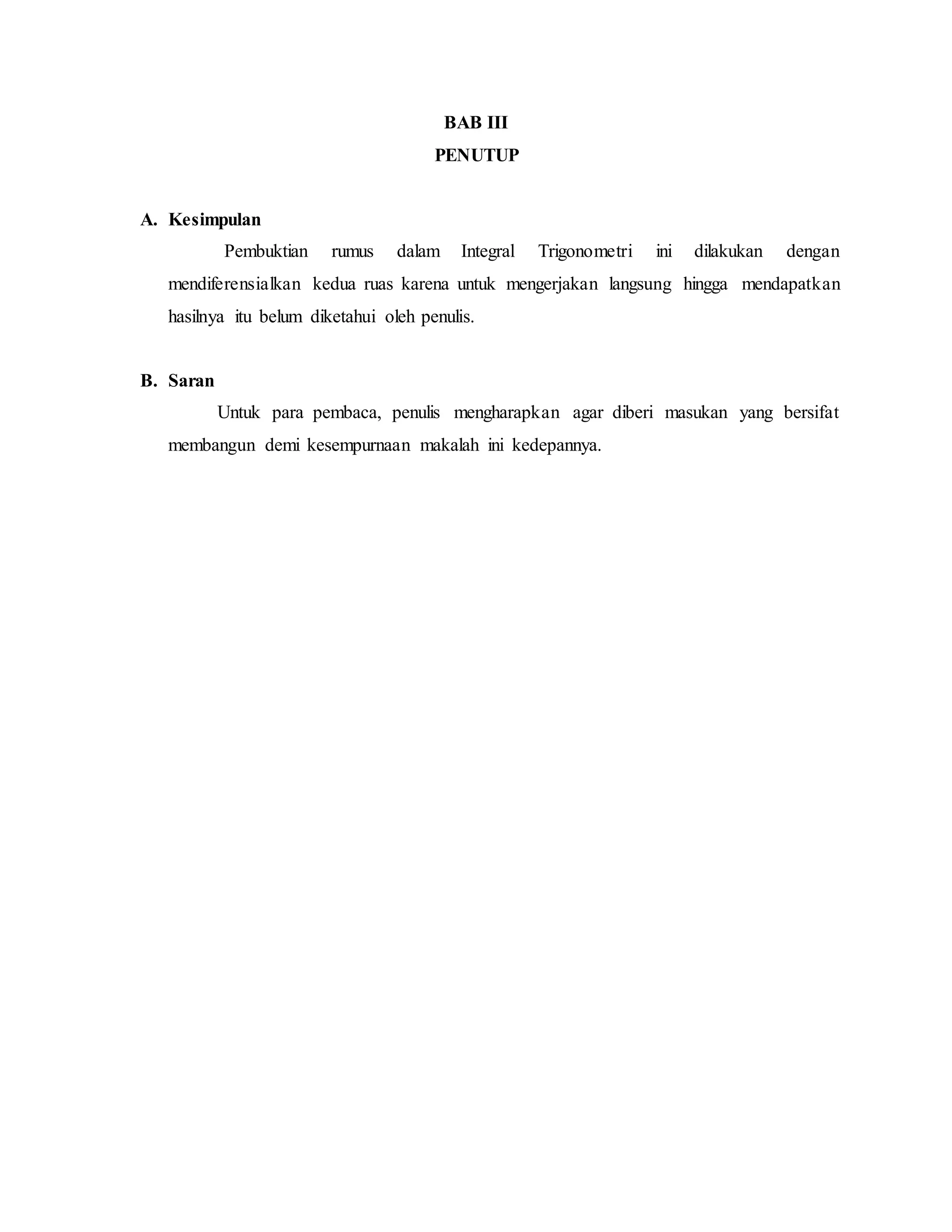 Integral trigonometri | DOCX