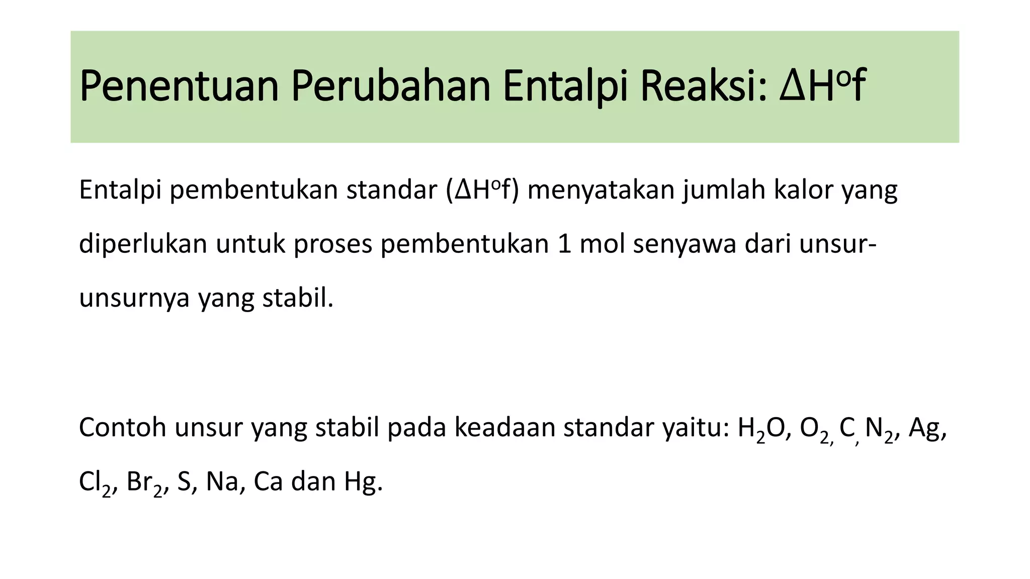 Entalpi Pembentukan Standar | PPTX