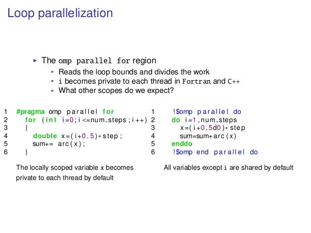 openMP loop parallelization