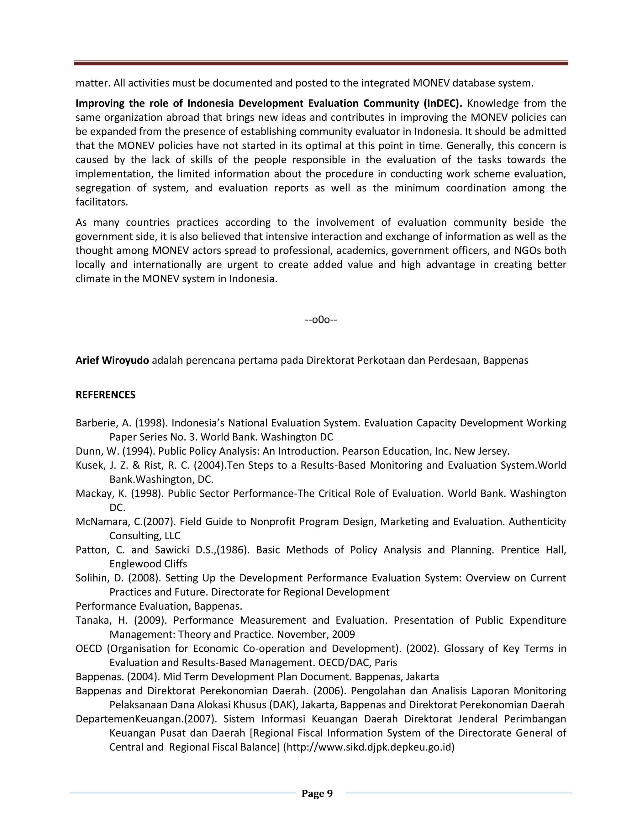 Integrated Development Performance Monitoring And Evaluation System In
