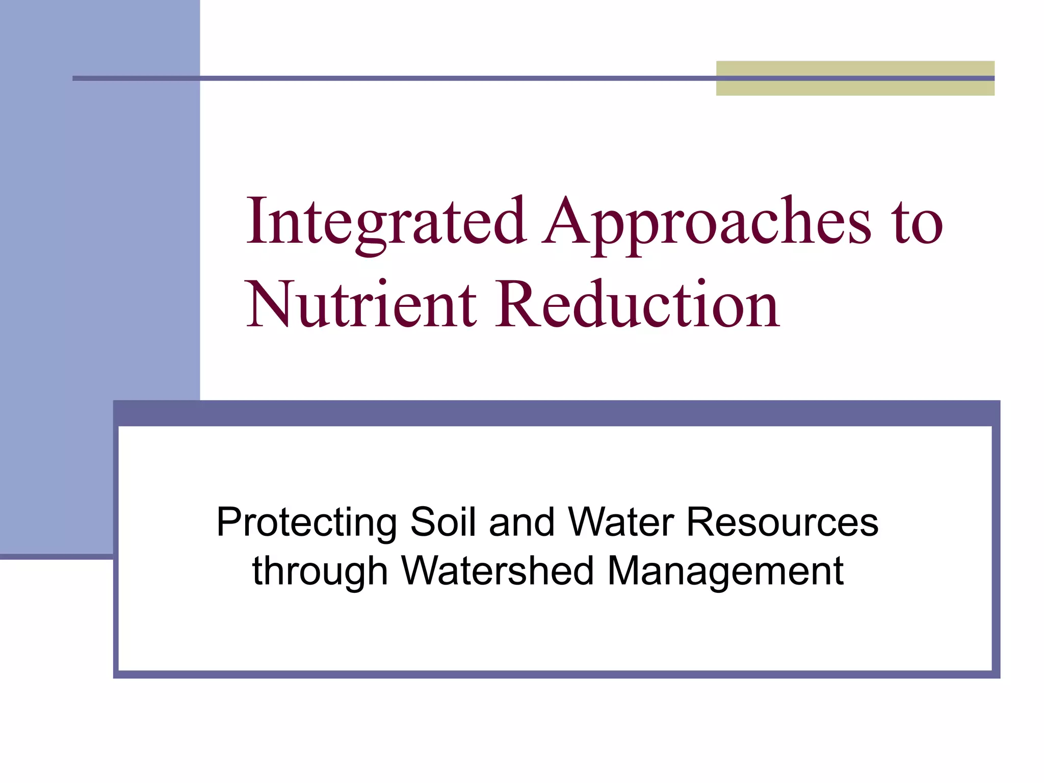 Integrated Approaches to Nutrient Reduction: Protecting Soil and Water ...