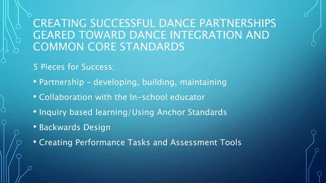 Integrated dance and movement and Common Core Standards | PPTX