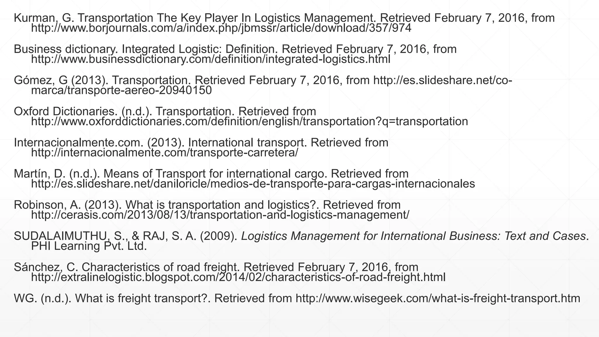 Integrated logistics transportation | PPTX