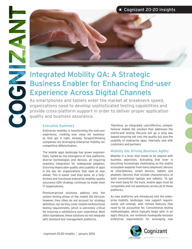 Integrated Mobility QA: A Strategic Business Enabler for Enhancing End ...