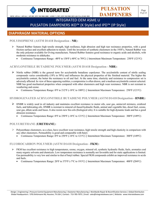 INTEGRATED® OEM Pulsation Dampener Solution | PDF