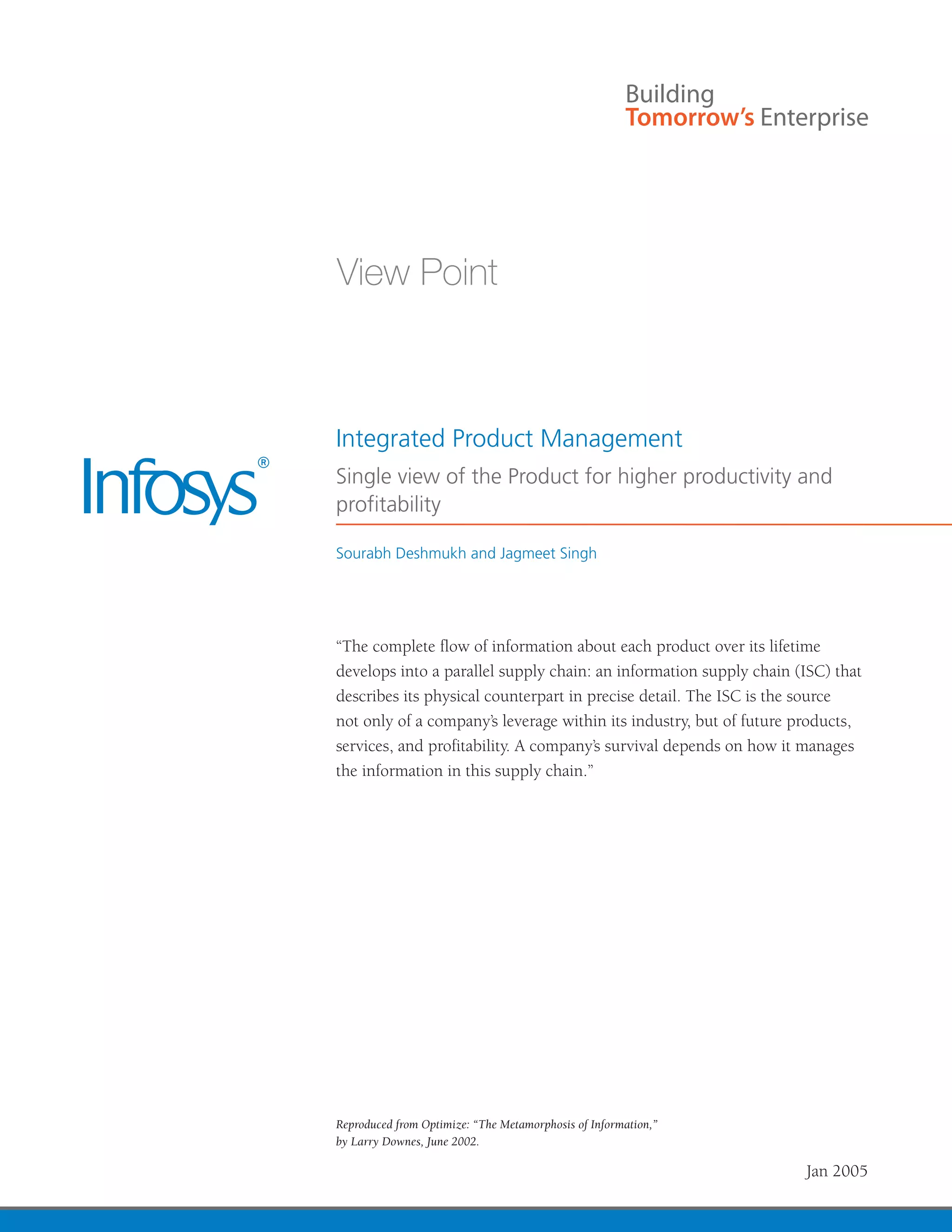 Infosys - Integrated Product Management Solutions | Process | PDF