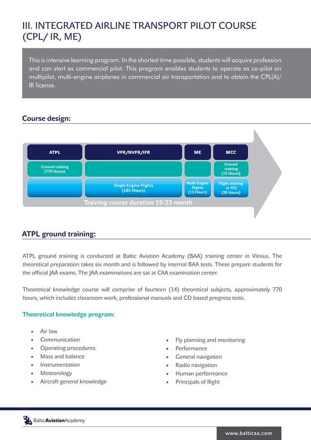 Integrated airline transport pilot course | PDF