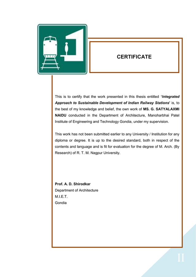 Integrated approach to sustainable development of indian railway ...