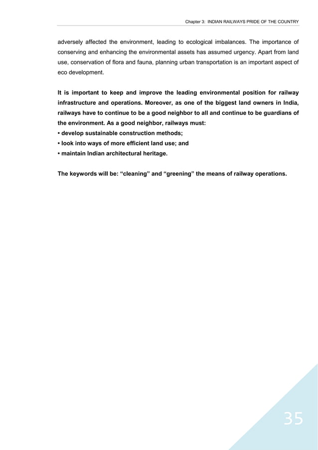 Integrated approach to sustainable development of indian railway ...