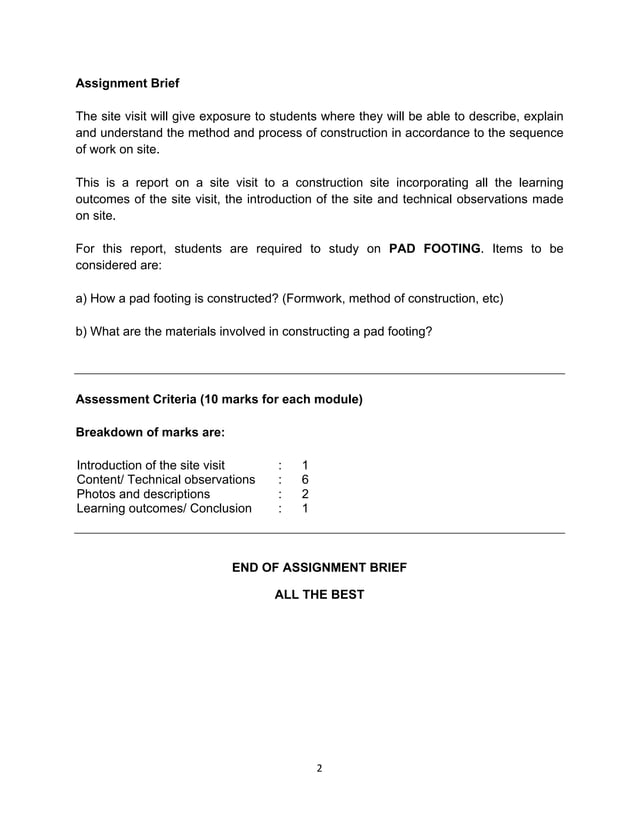 Assignment 1 - Site Visit Report | PDF