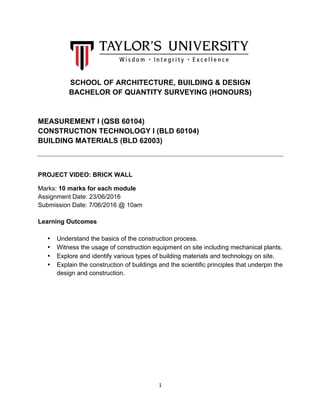 (BRICK WALL) Integrated assignment m1 ct1 and bm mac 2016 | PDF