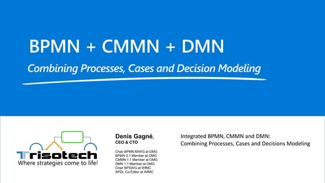 Integrated BPMN, CMMN and DMN - Combining Processes, Cases and Decisions | PPT