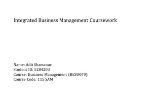 Integrated business management coursework | PPT
