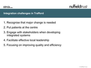 Integrated care in Trafford: progress to date | PDF