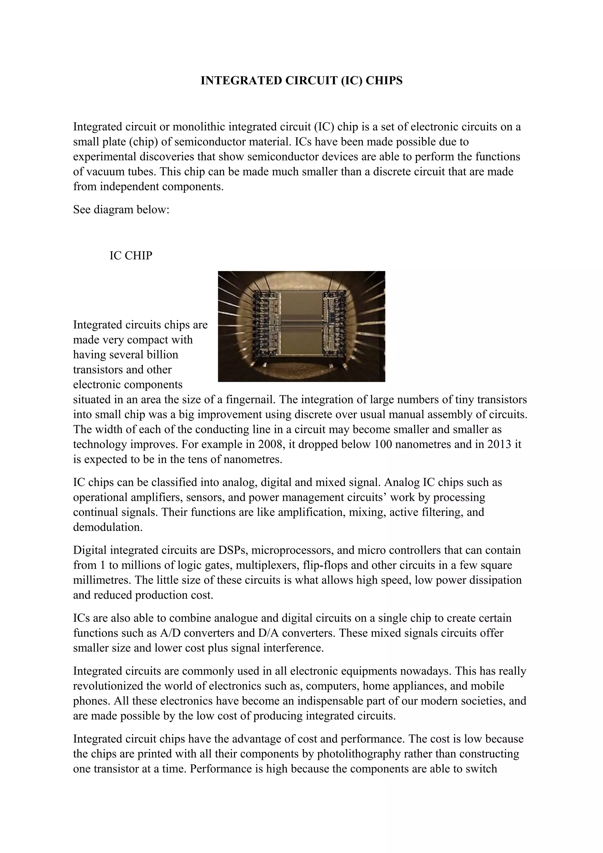 Integrated circuit (ic) chips | DOC