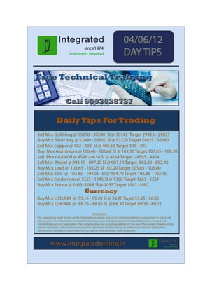 Integrated commodity daily research report 060412 | PDF | Commodities | Economy