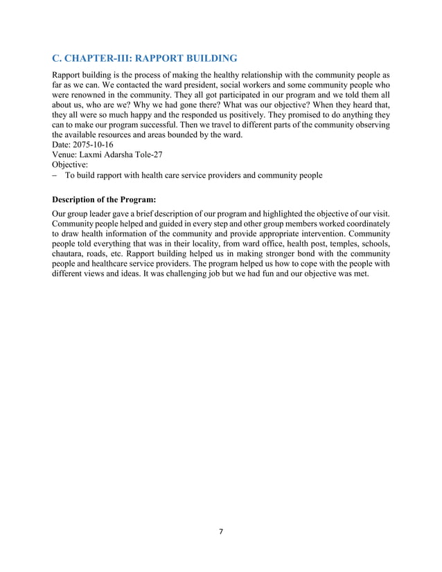 Integrated concurrent field practice iii report draft2 | PDF