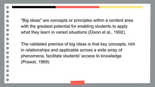 Integrated curriculum (principles in integrating big ideas and ...