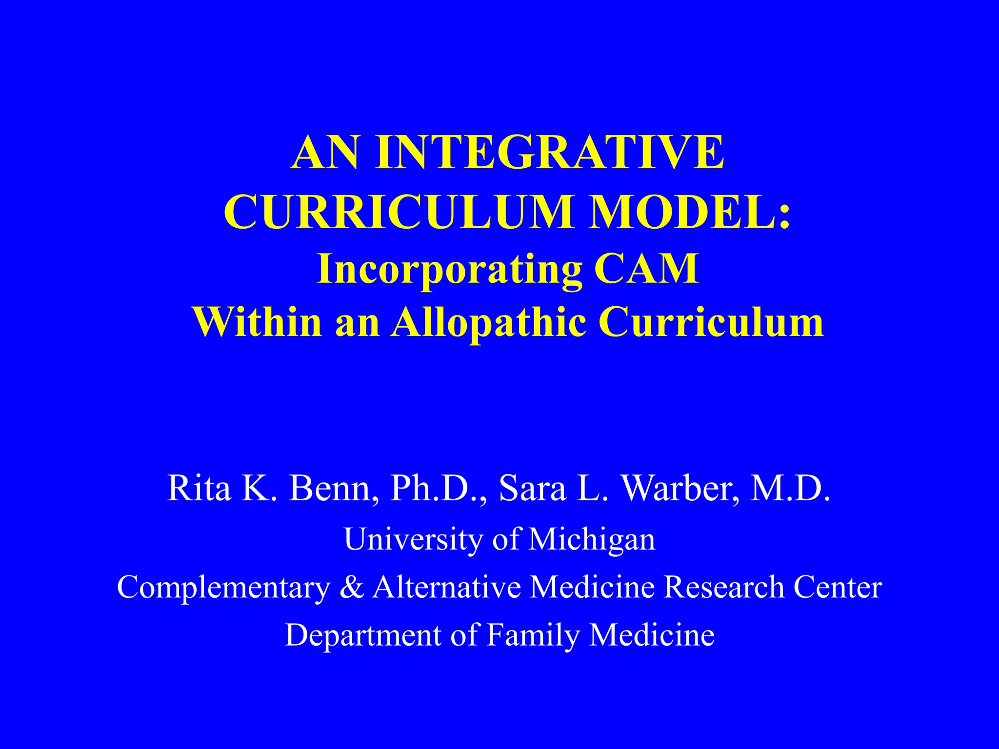 integrated curriculum CAM.ppt