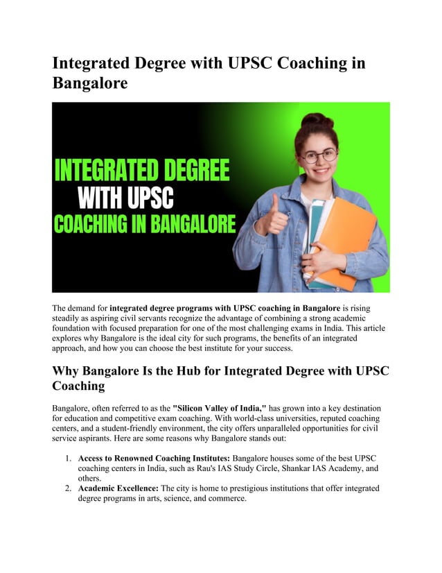 Integrated Degree with UPSC Coaching in Bangalore.docx