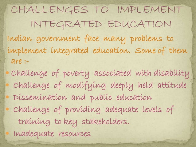 Integrated education for disabled children and person with disablity act, 1995 | PPTX
