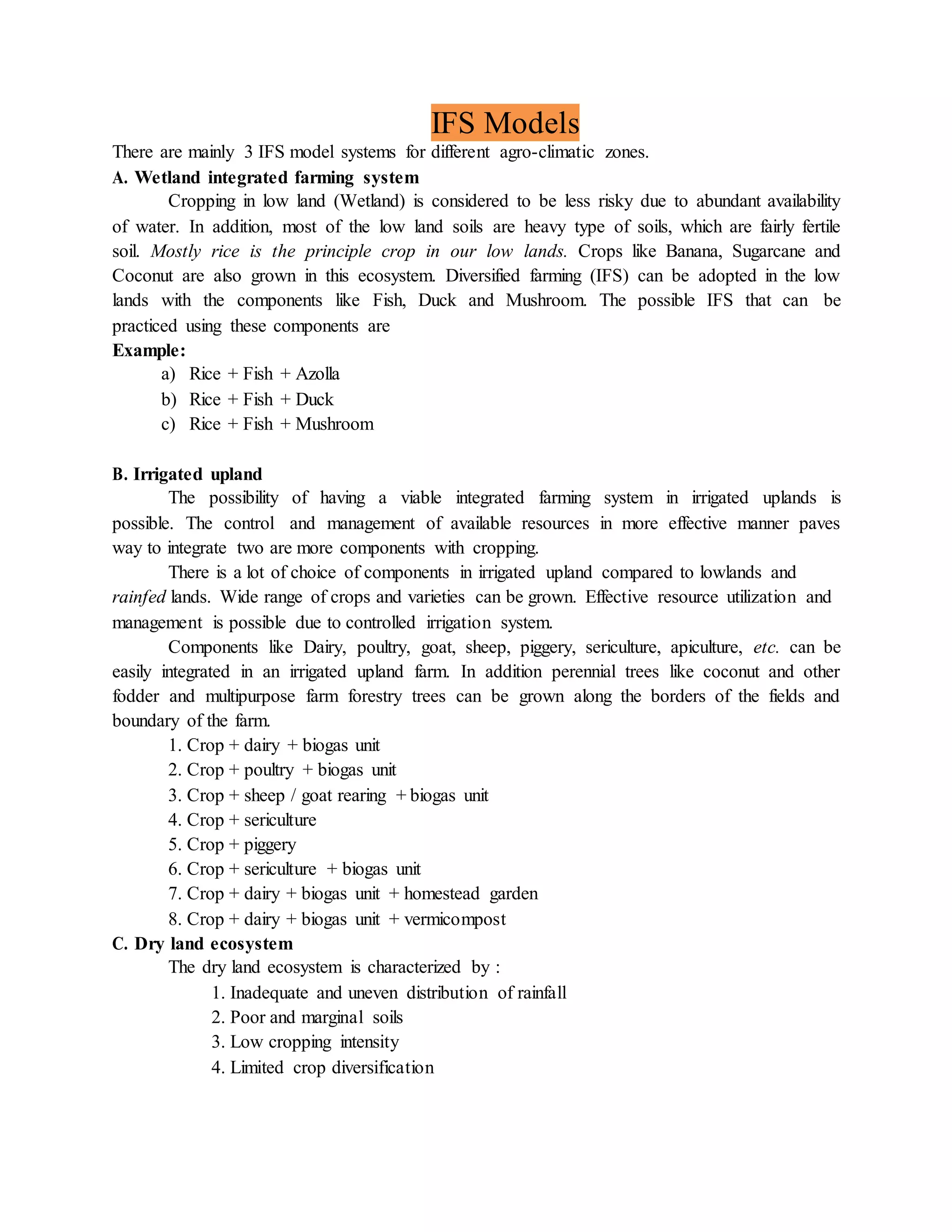 Integrated Farming System and IFS models | DOCX