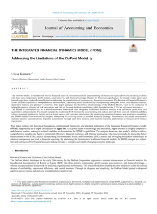 Integrated Financial Dynamics Model (IFDM) | PDF