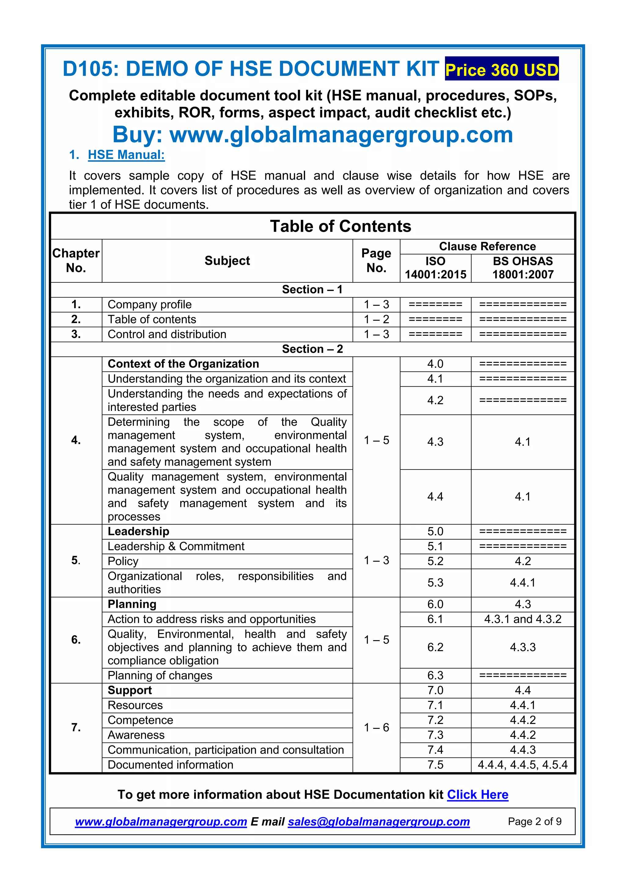 Integrated HSE documentation kit | PDF
