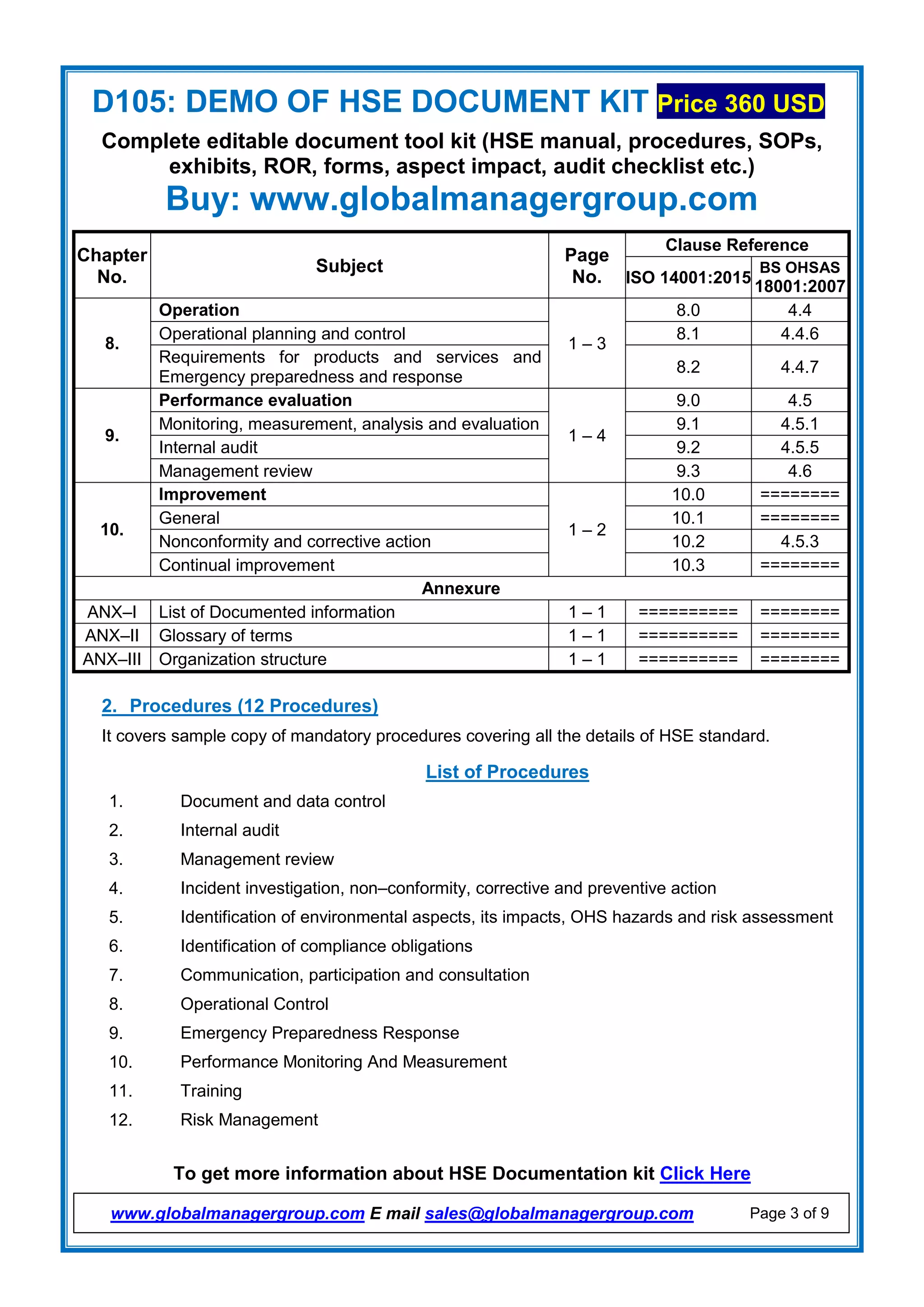Integrated HSE documentation kit | PDF