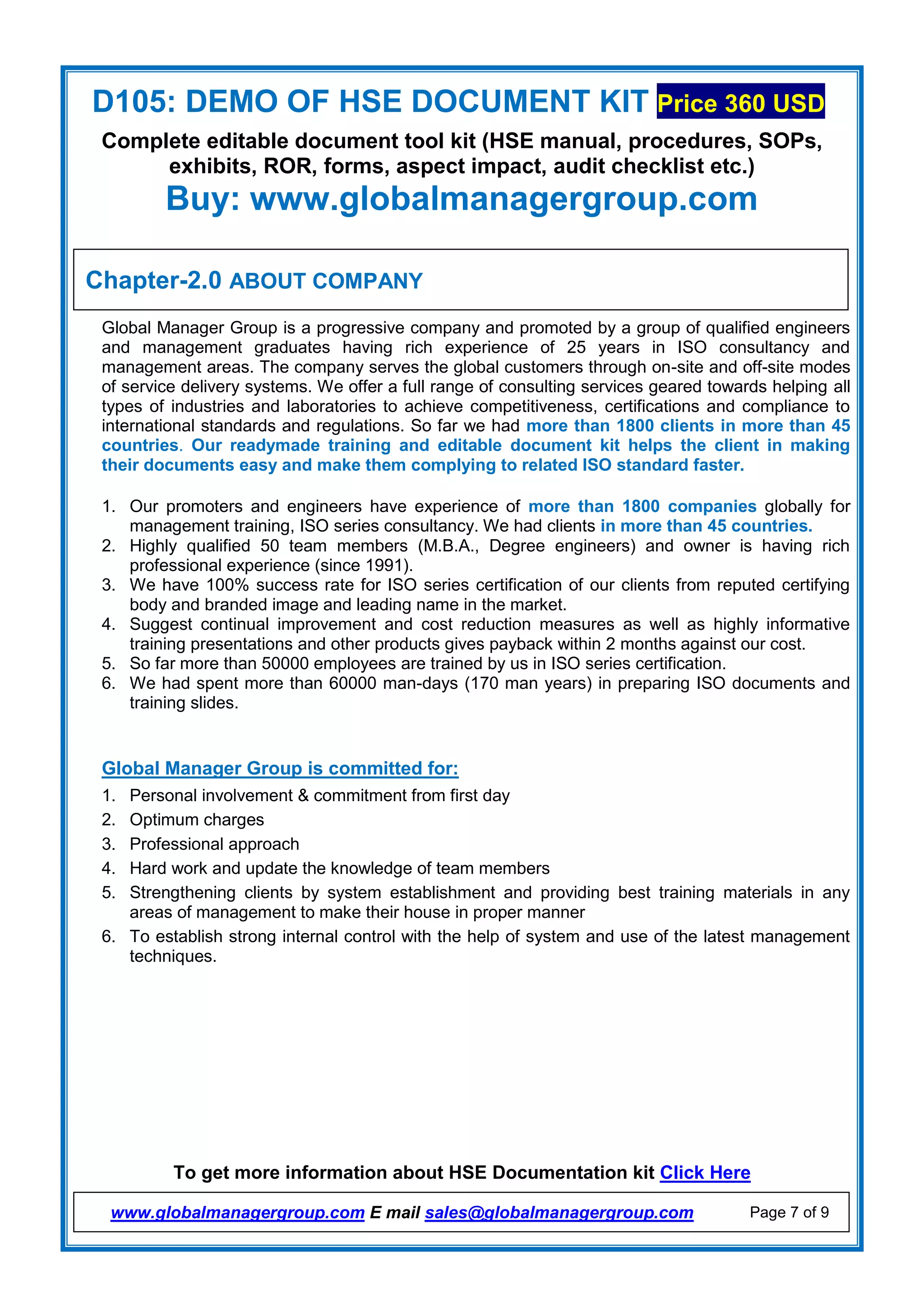 Integrated HSE documentation kit | PDF