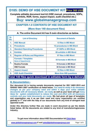Integrated HSE documentation kit | PDF
