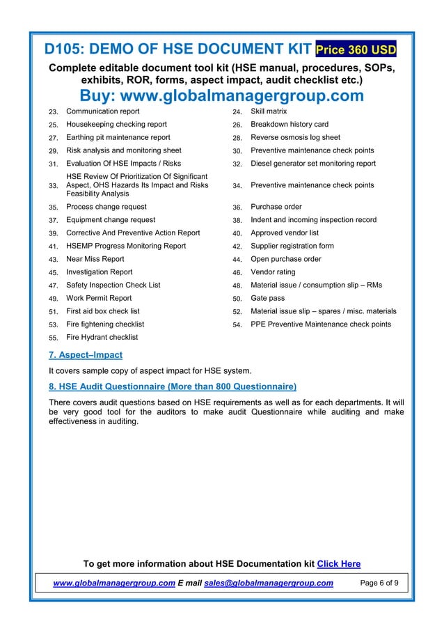 Integrated HSE documentation kit | PDF | Business and Finance