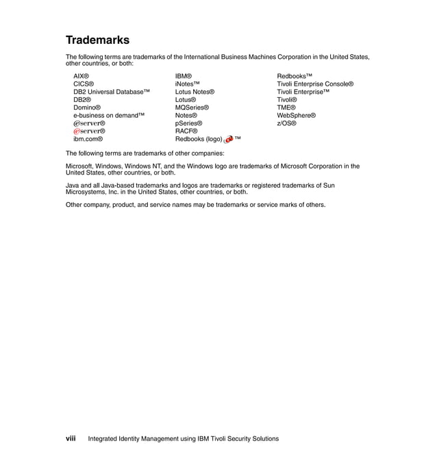 Integrated identity management using ibm tivoli security solutions sg246054 | PDF