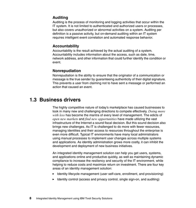 Integrated identity management using ibm tivoli security solutions sg246054 | PDF