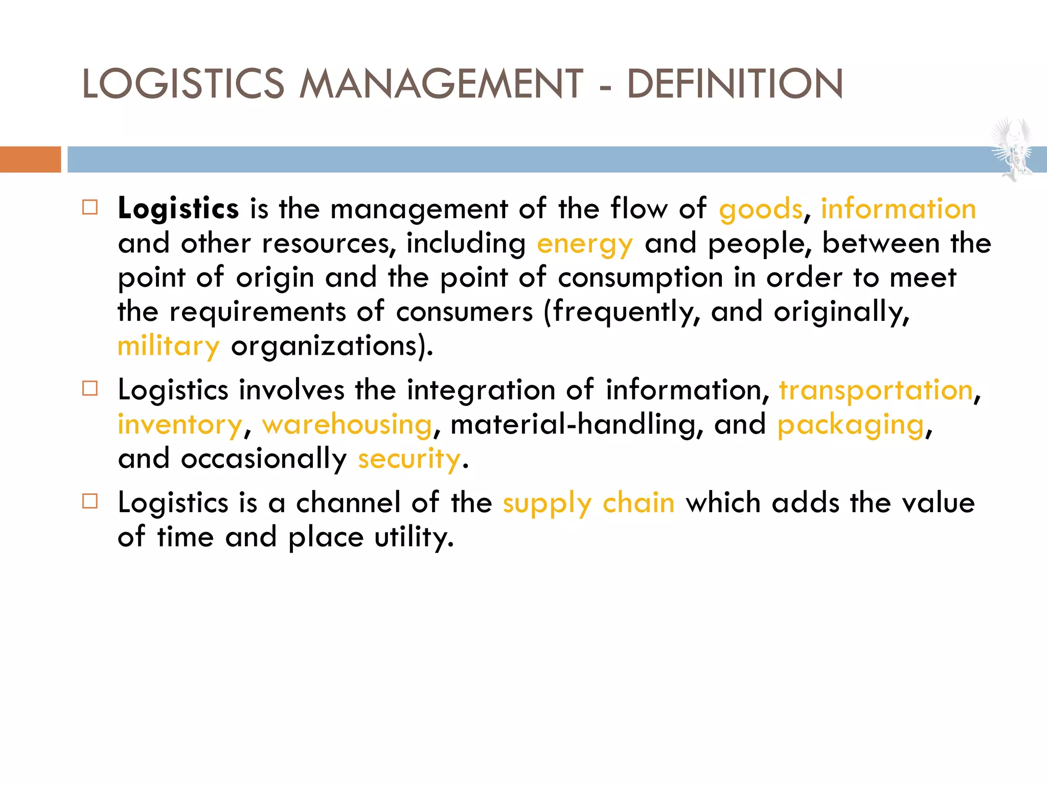 Integrated logistics and supply chain framework | PPT