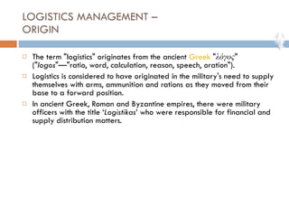 Integrated logistics and supply chain framework | PPT