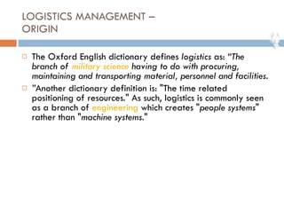 Integrated logistics and supply chain framework | PPT