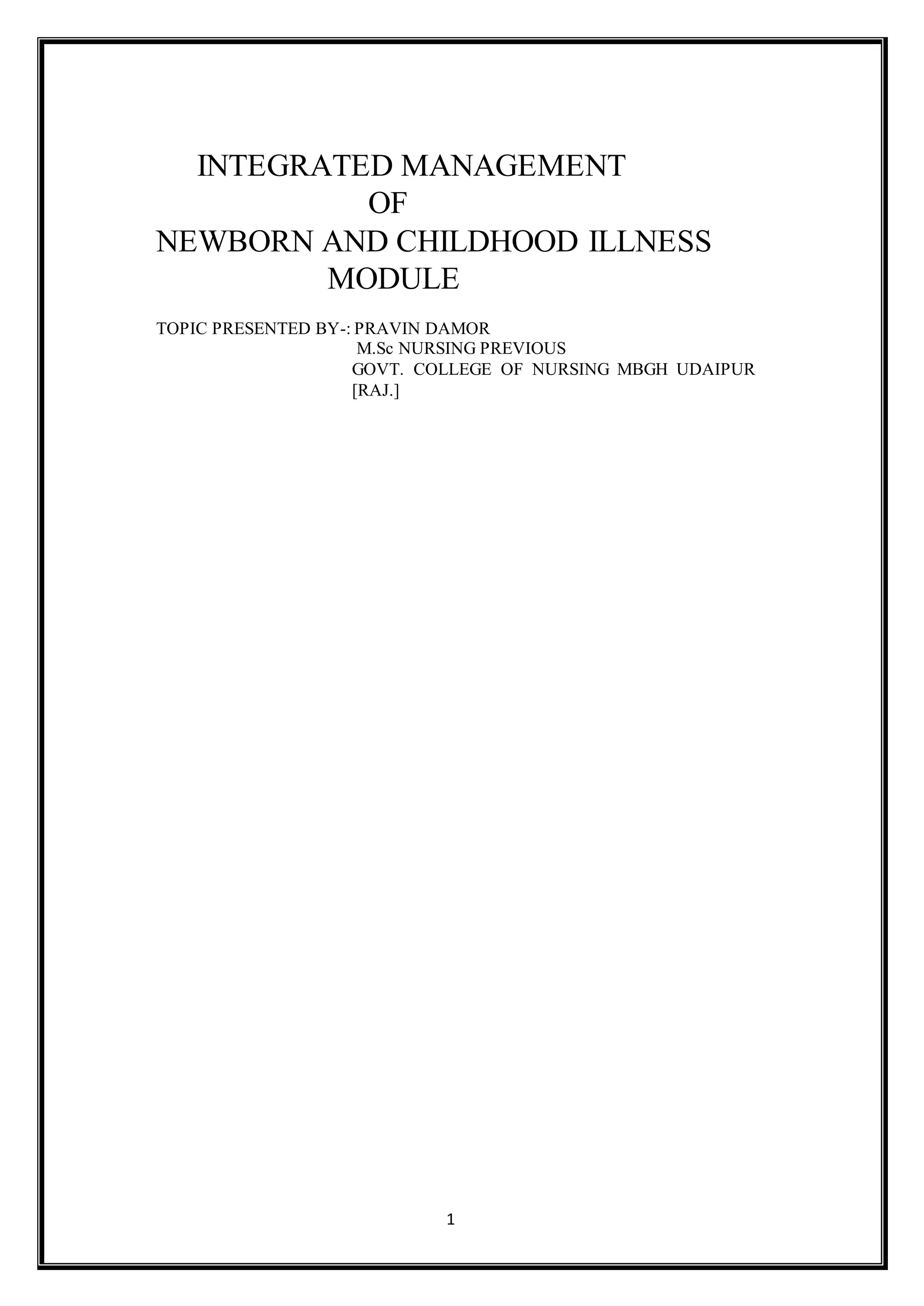 Integrated management of newborn and childhood illness module | DOCX