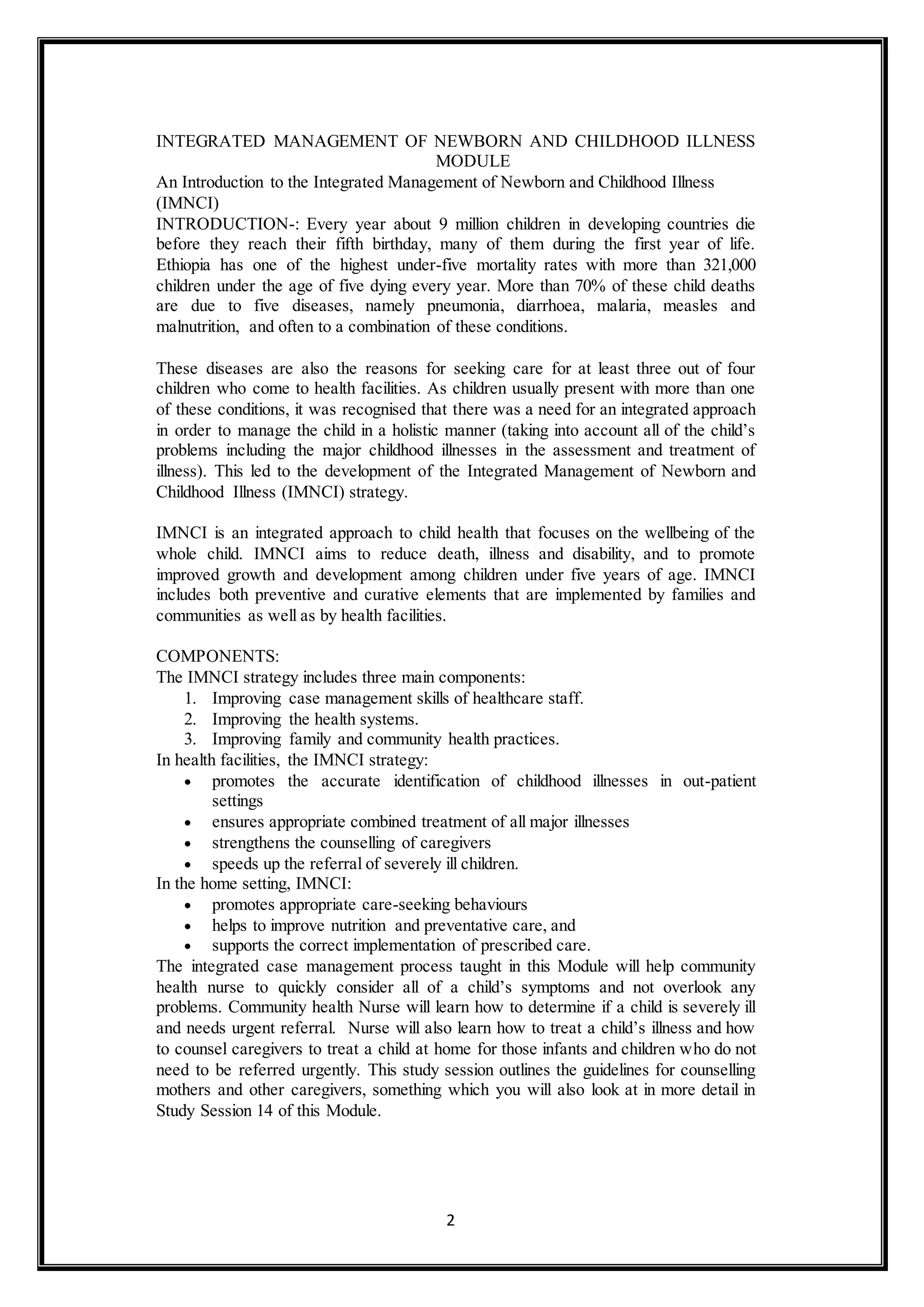 Integrated management of newborn and childhood illness module | DOCX