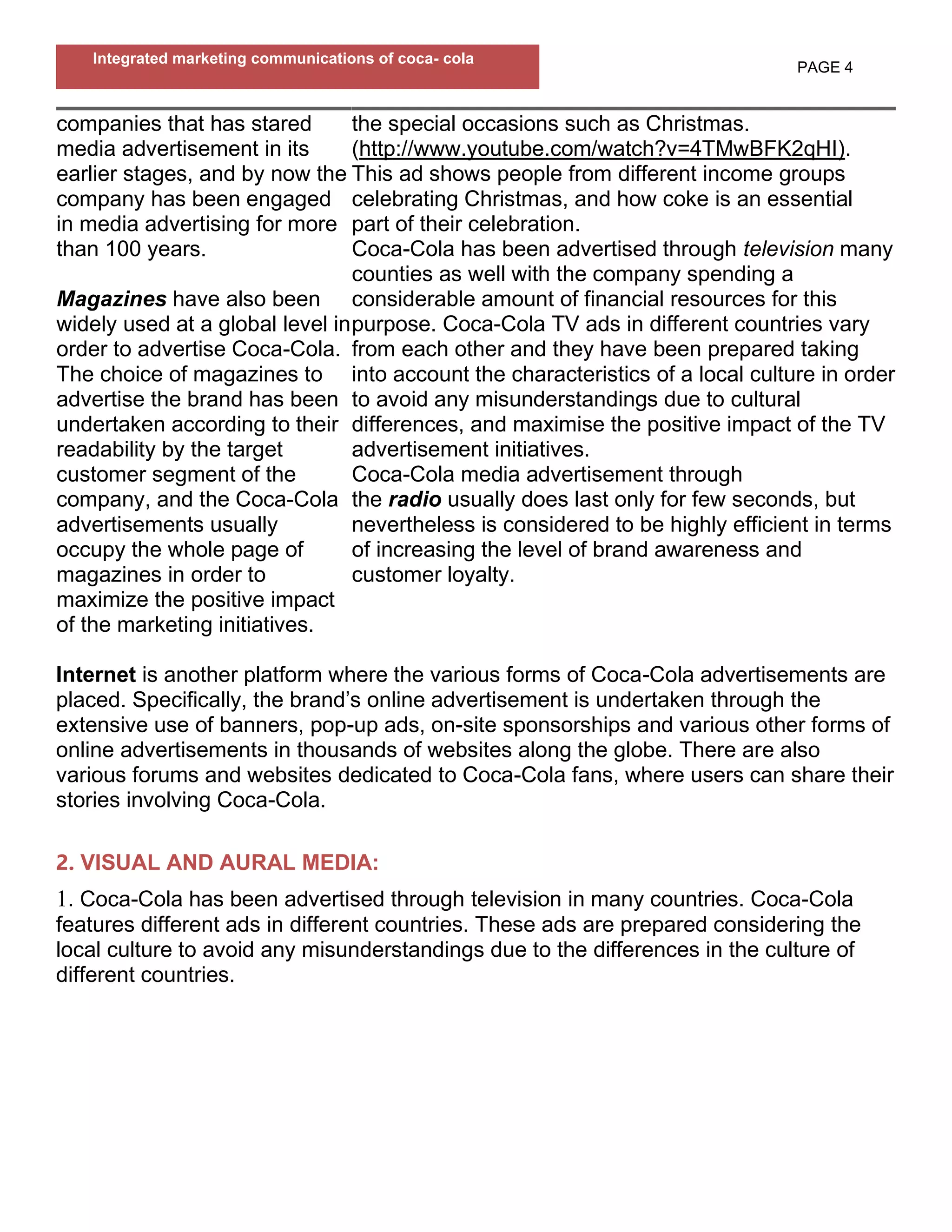 Marketing Communications of Coca -Cola | PDF