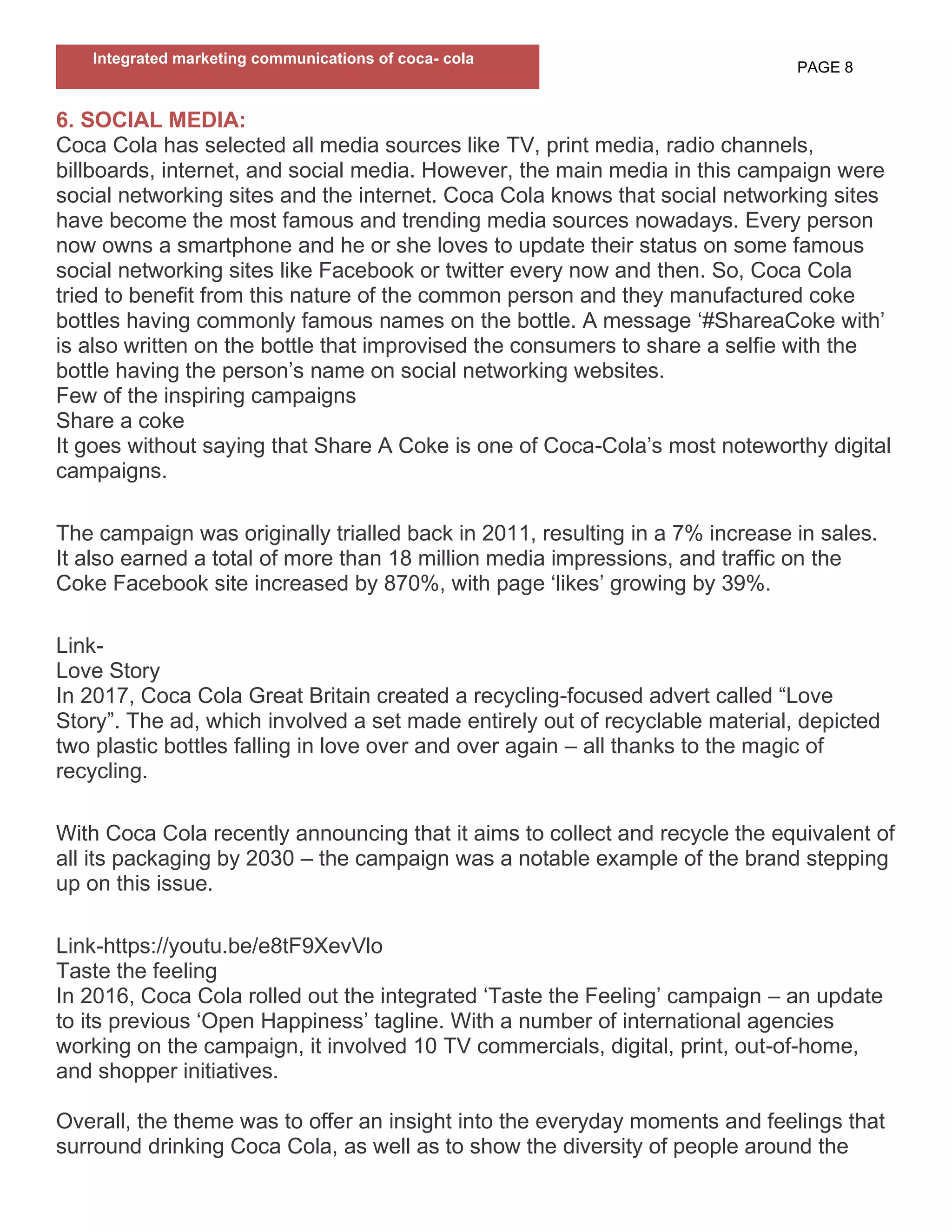 Marketing Communications of Coca -Cola | PDF