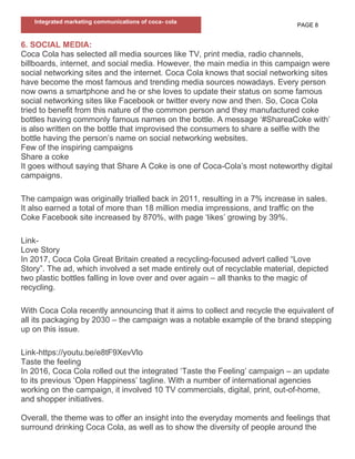 Marketing Communications of Coca -Cola | PDF