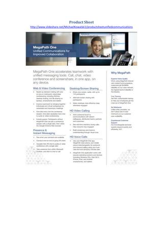 Integrated Marketing Example MegaPath One Unified Communications | PDF ...