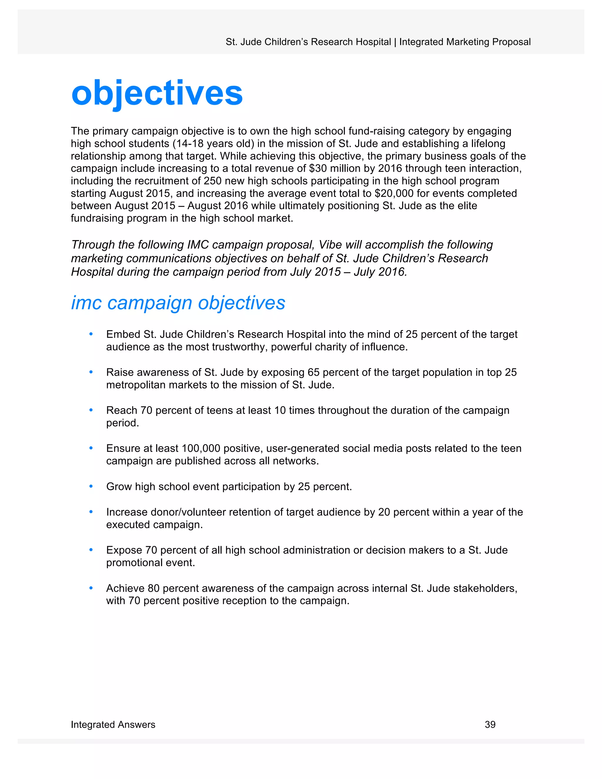 Integrated Marketing Plan - M.S. IMC Capstone Project - St. Jude ...