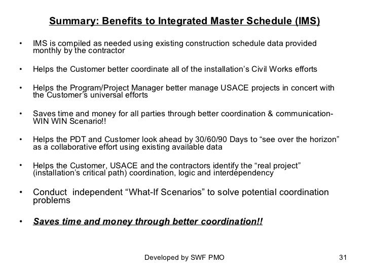 Integrated Master Schedule