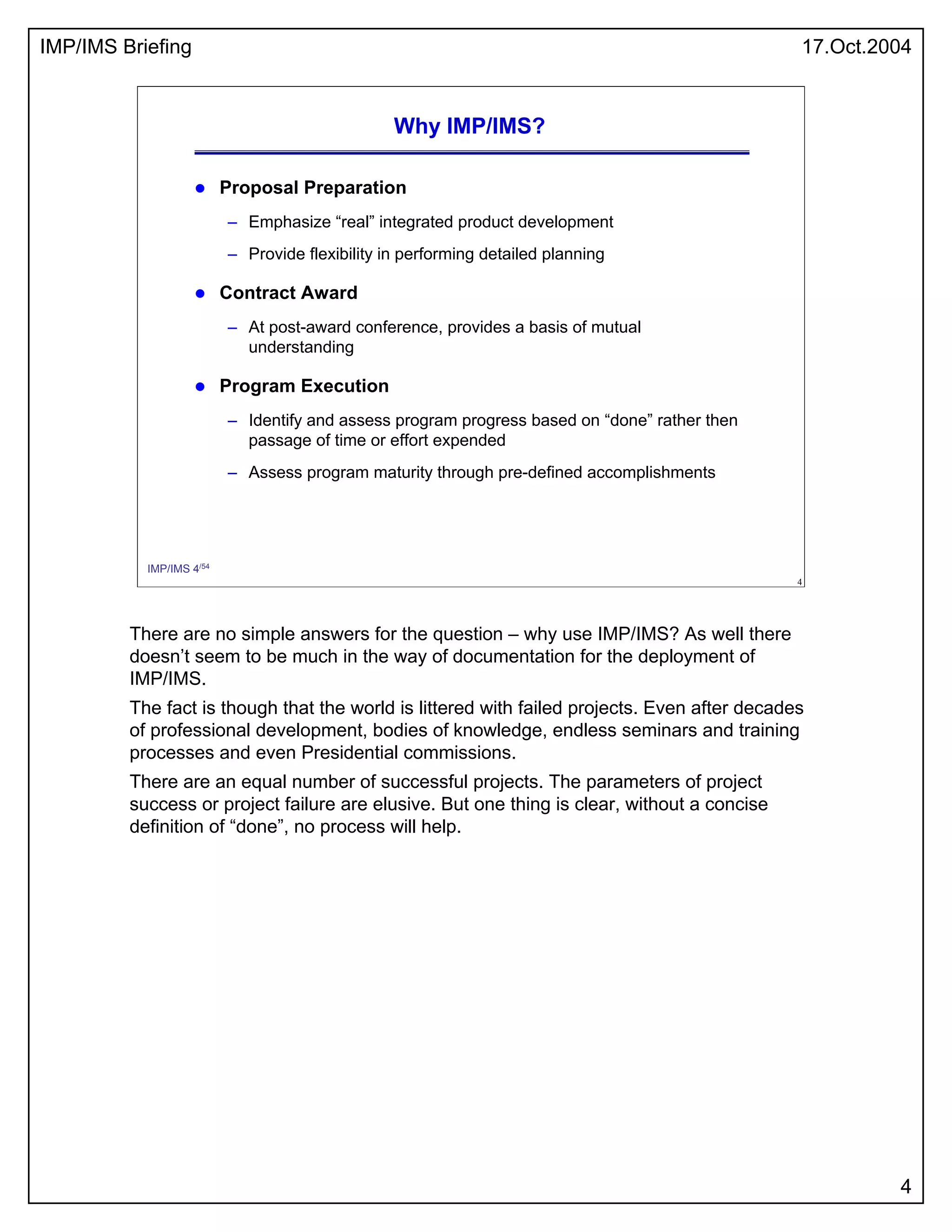 Integrated Master Plan and Integrated Master Schedule | PDF