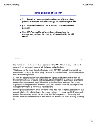 Integrated Master Plan and Integrated Master Schedule | PDF