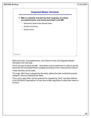 Integrated Master Plan and Integrated Master Schedule | PDF
