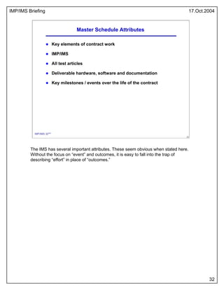 Integrated Master Plan and Integrated Master Schedule | PDF