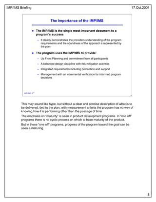Integrated Master Plan and Integrated Master Schedule | PDF